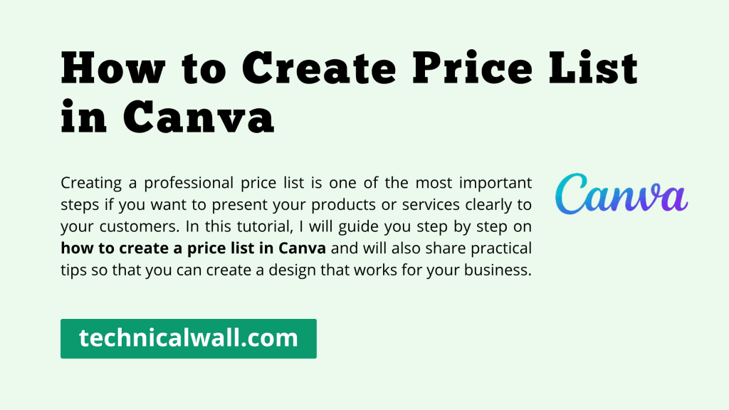 How to Create Price List in Canva [A 2026 Guide] - mailinvest.blog